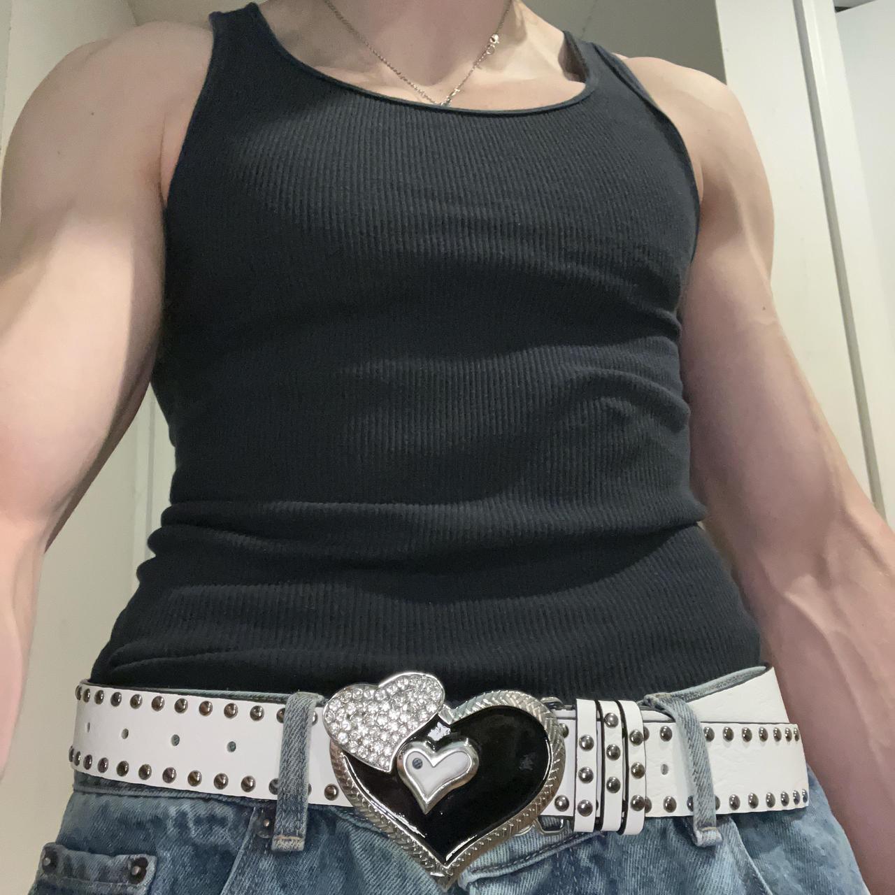 Black Heart y2k studded Y2K retro belt 10/10... - Depop