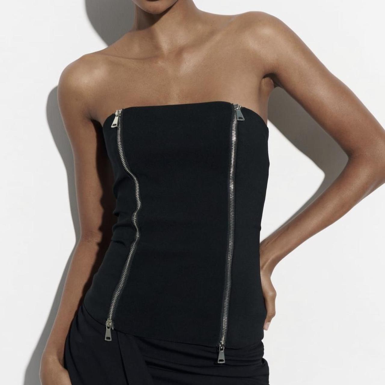 Zara zip boob tup zip top Worn once for a couple... - Depop