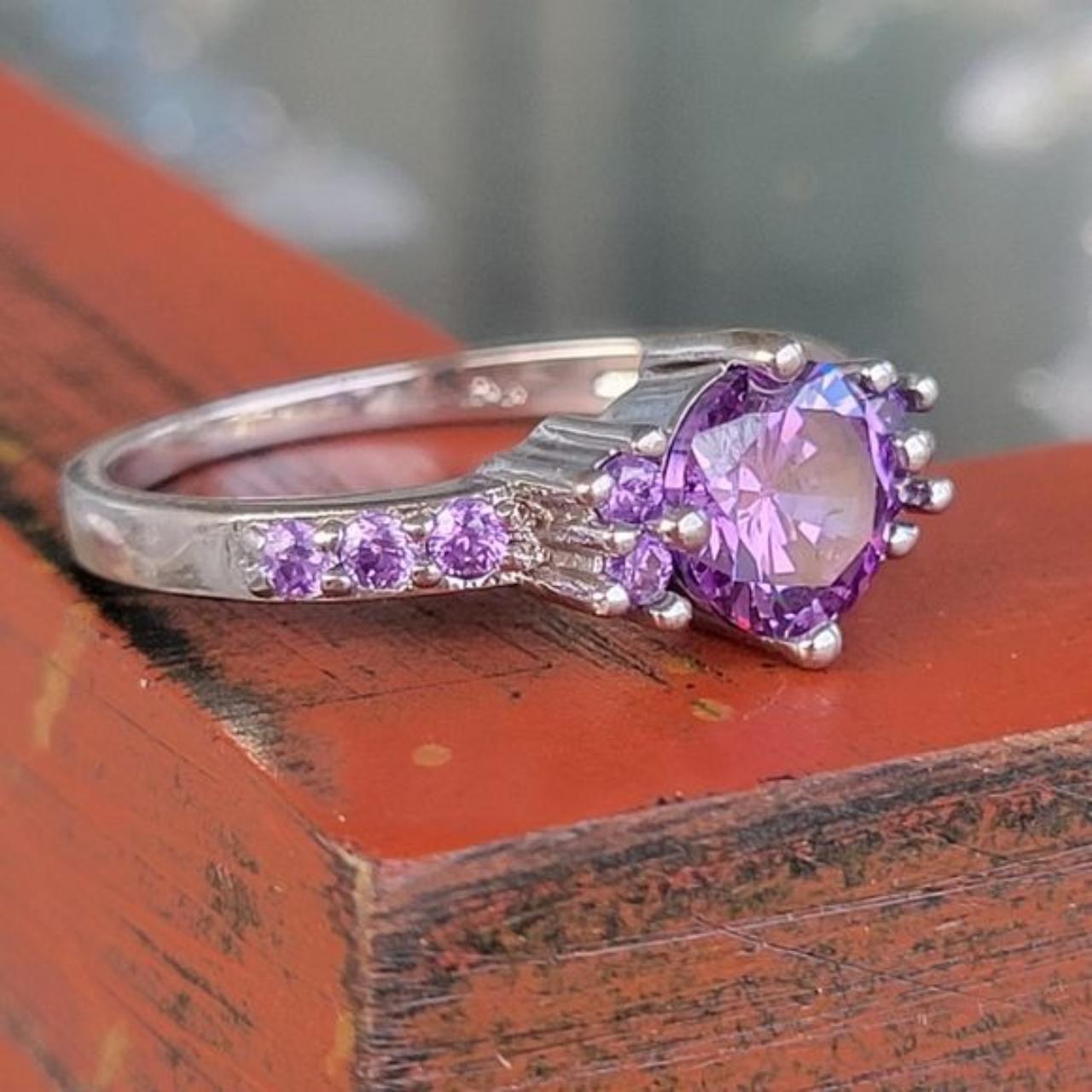 NWOT Fragrant Jewels purple crystals on silver... - Depop