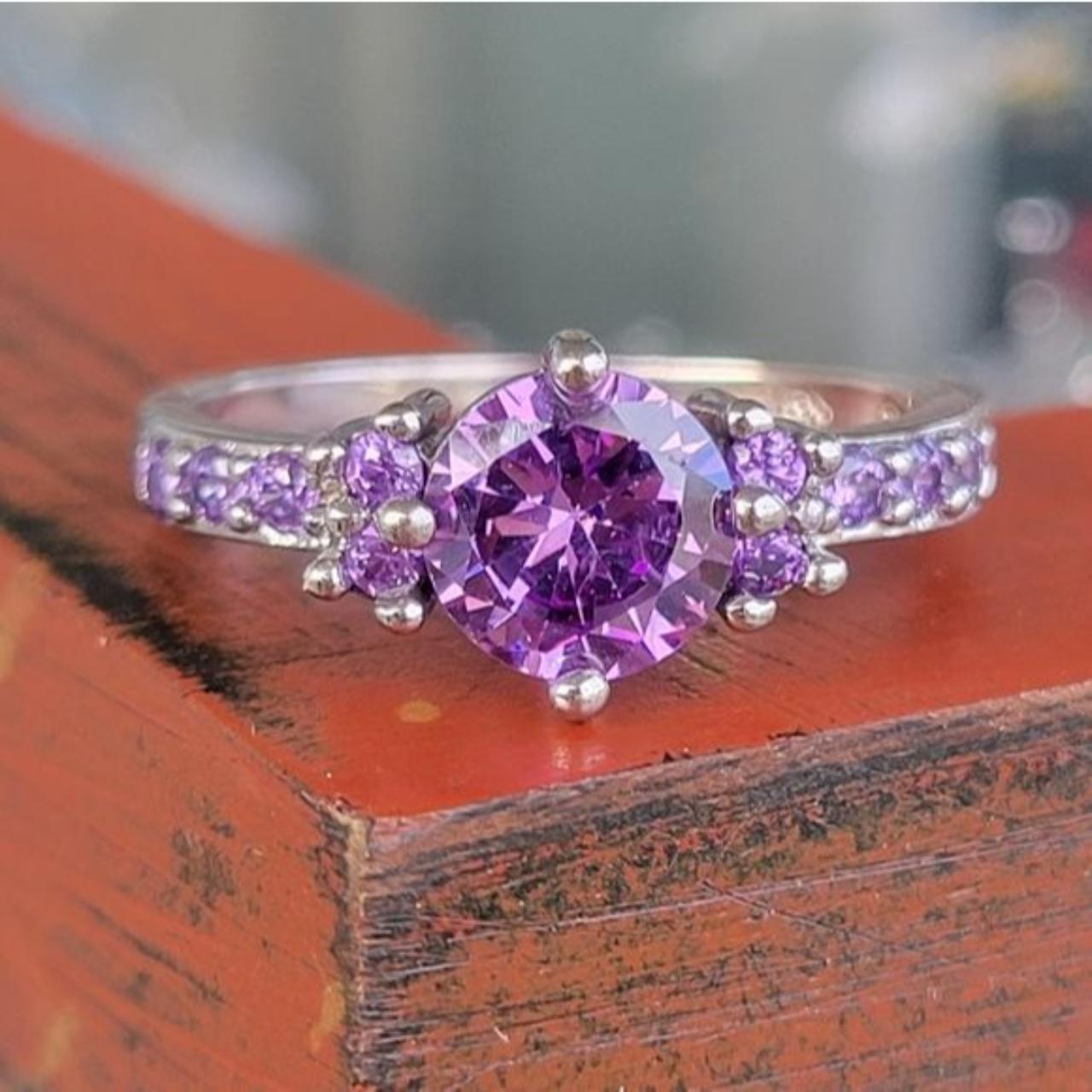 NWOT Fragrant Jewels purple crystals on silver... - Depop