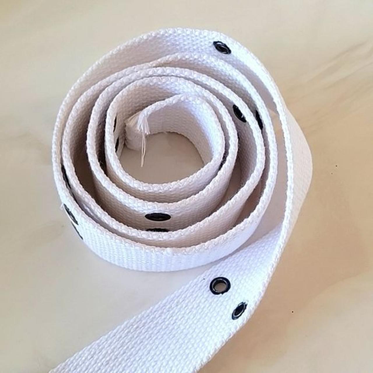 NWOT White Wide Width Woven Cloth Belt Total length... - Depop