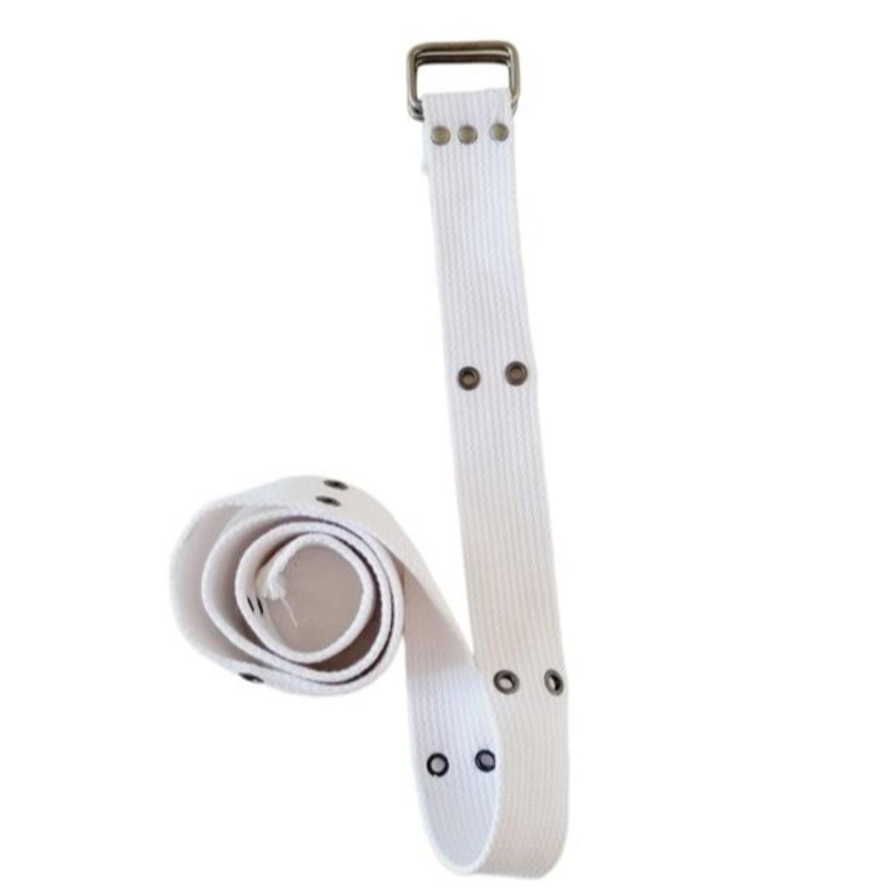 NWOT White Wide Width Woven Cloth Belt Total length... - Depop