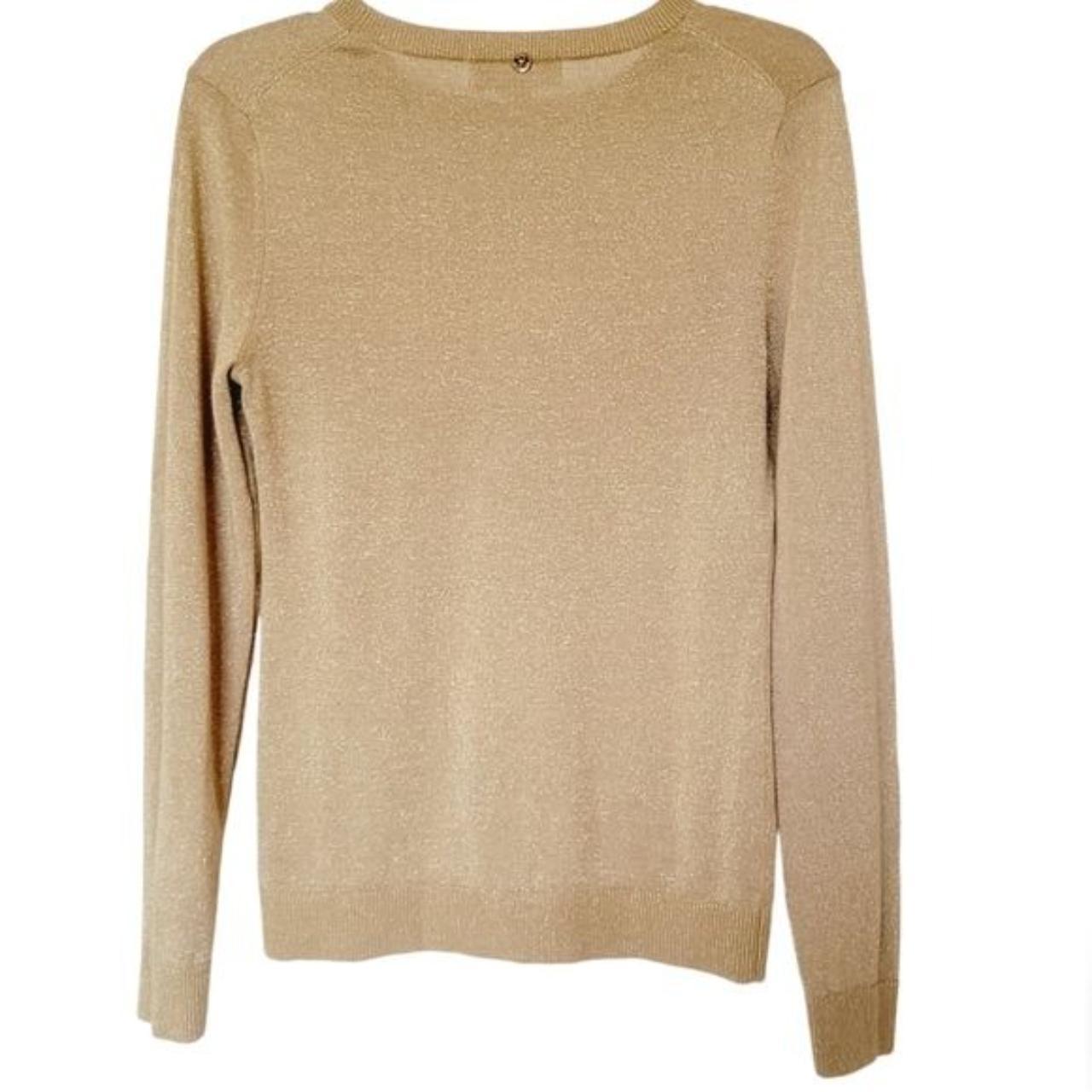 Michael Kors Gold Metallic Crewneck Lightweight... - Depop