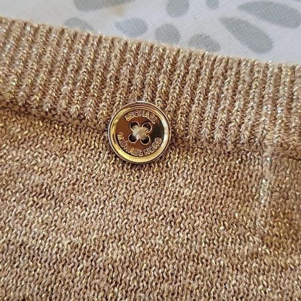 Michael Kors Gold Metallic Crewneck Lightweight... - Depop