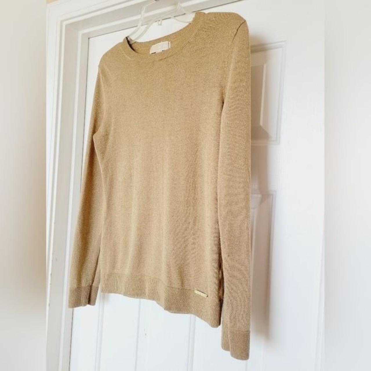 Michael Kors Gold Metallic Crewneck Lightweight... - Depop