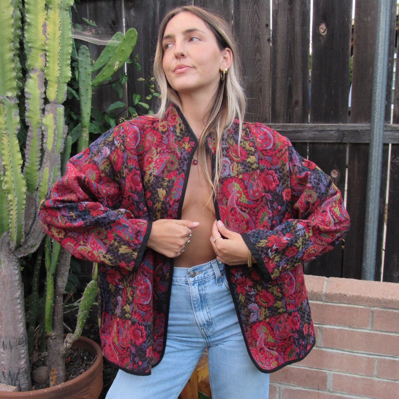 perf embroidered jacket Model is size s top, 25... - Depop