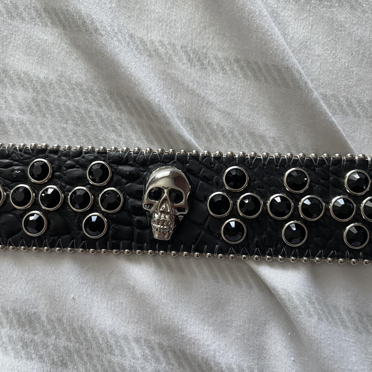 B.B Simon Skull Styled Belt Got that Chrome Hearts... - Depop