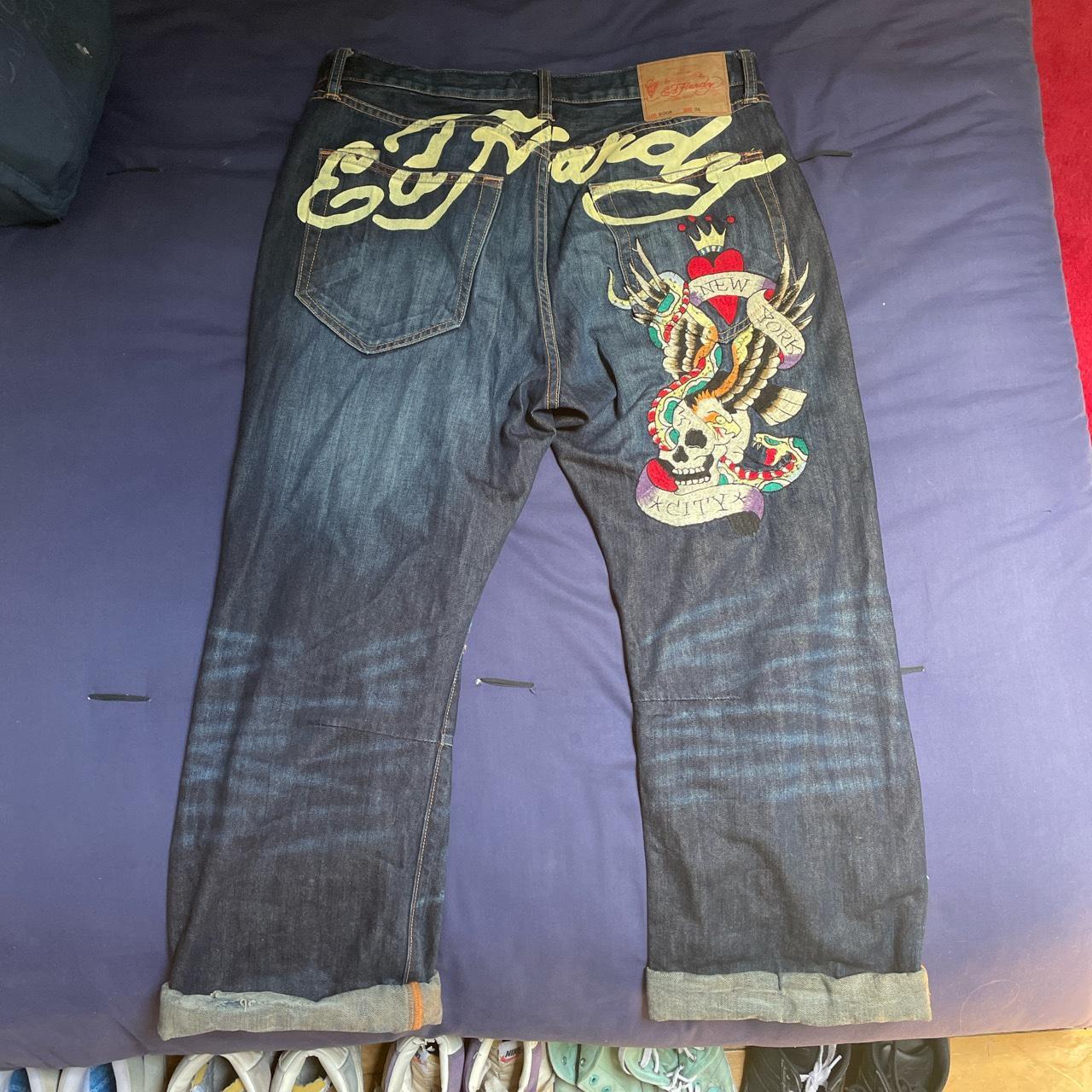 Ed hardy script/spell out Jeans lot 2008 (good... - Depop