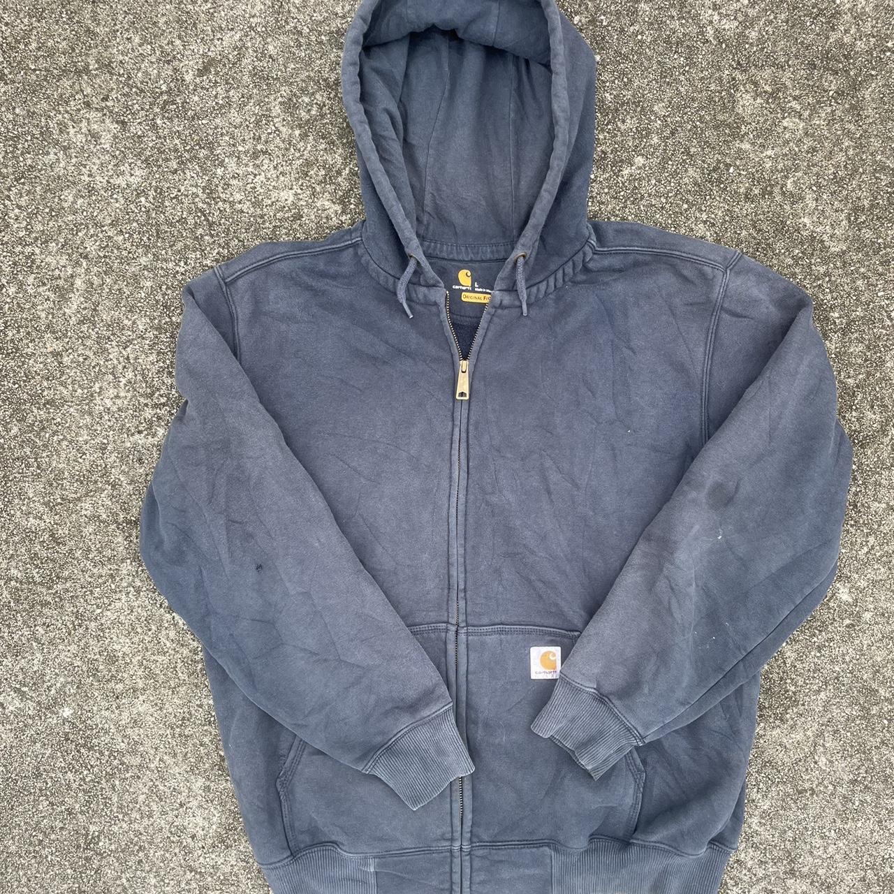 Navy Carhartt Jacket Great Condition Size L - Depop