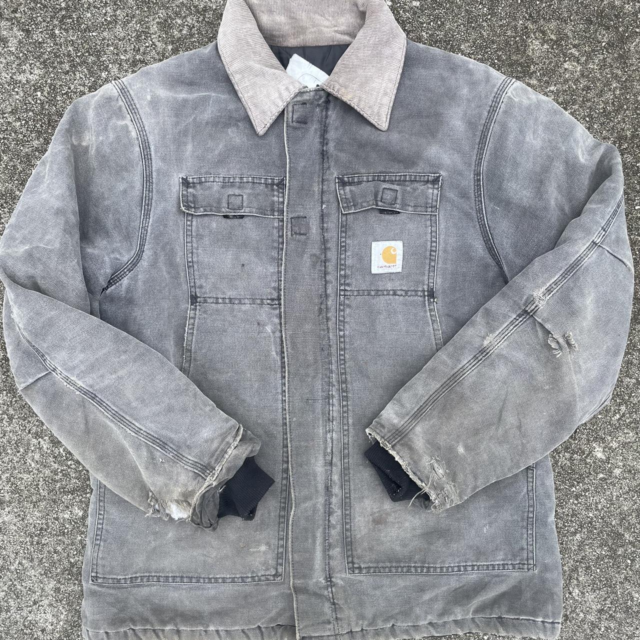 Grey Carhartt Detroit Jacket Good Condition Size... - Depop