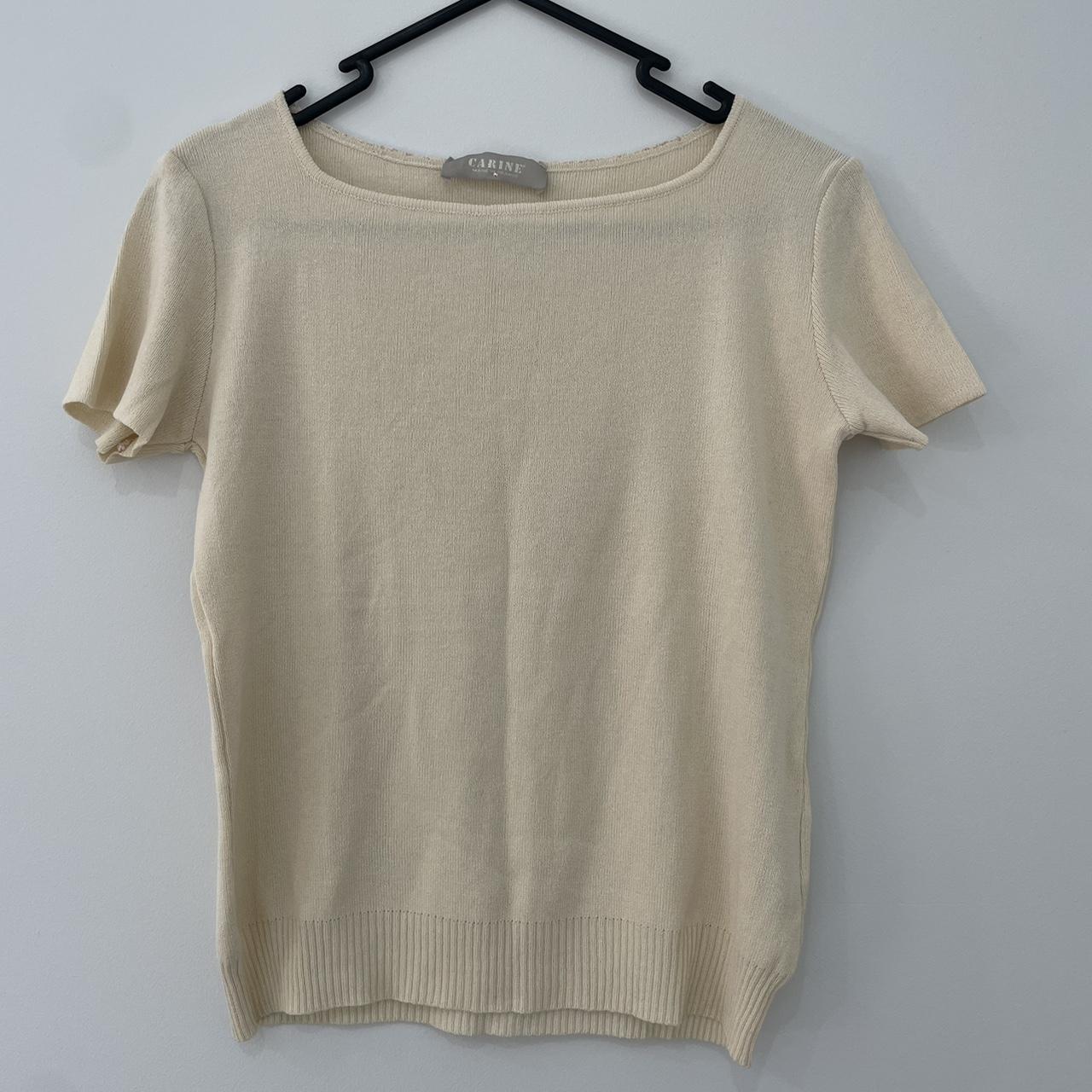 Carine cream top. Viscose 90% PE 10% Size 0 - Depop