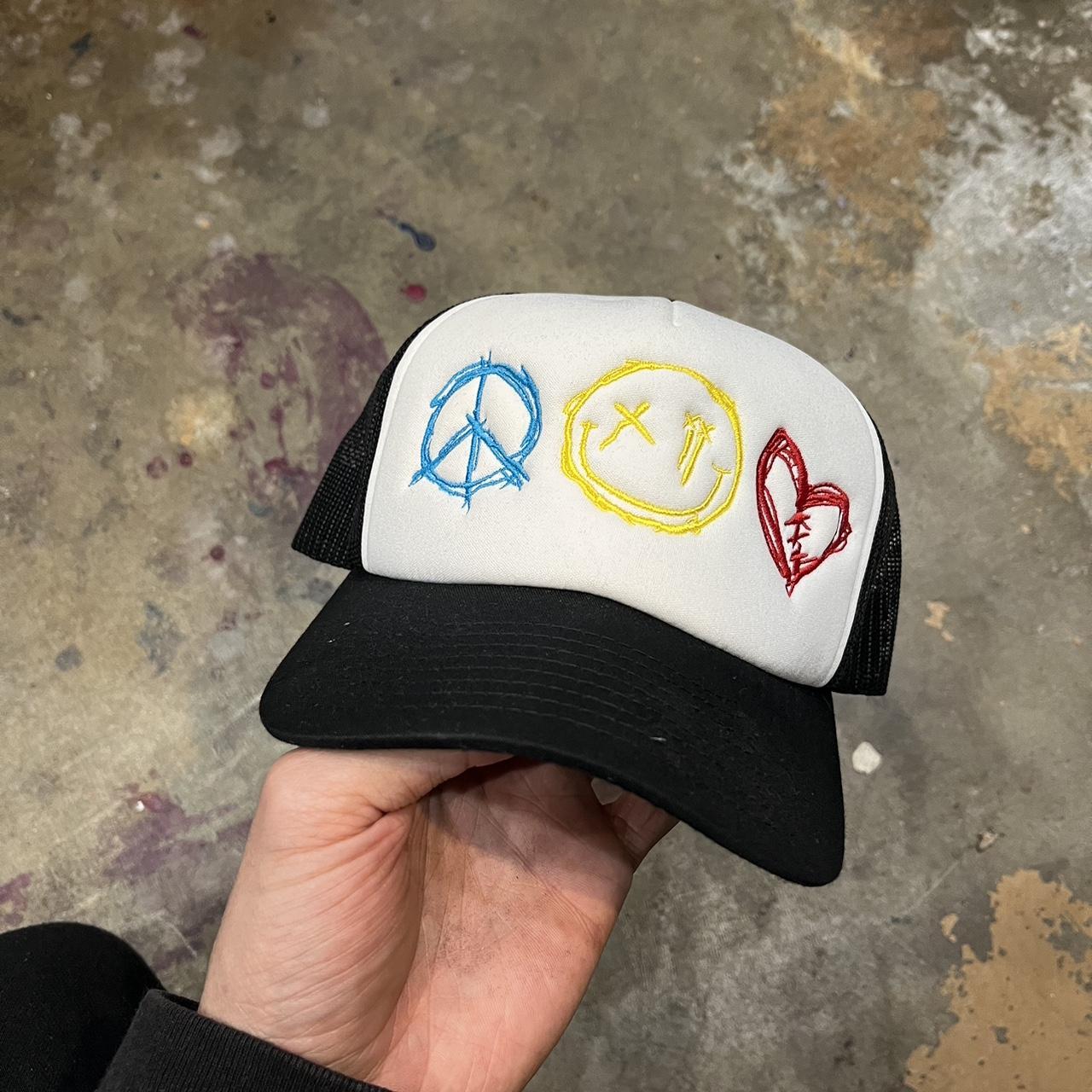 Peace, happiness & love Hat / snapback Trucker mesh... - Depop