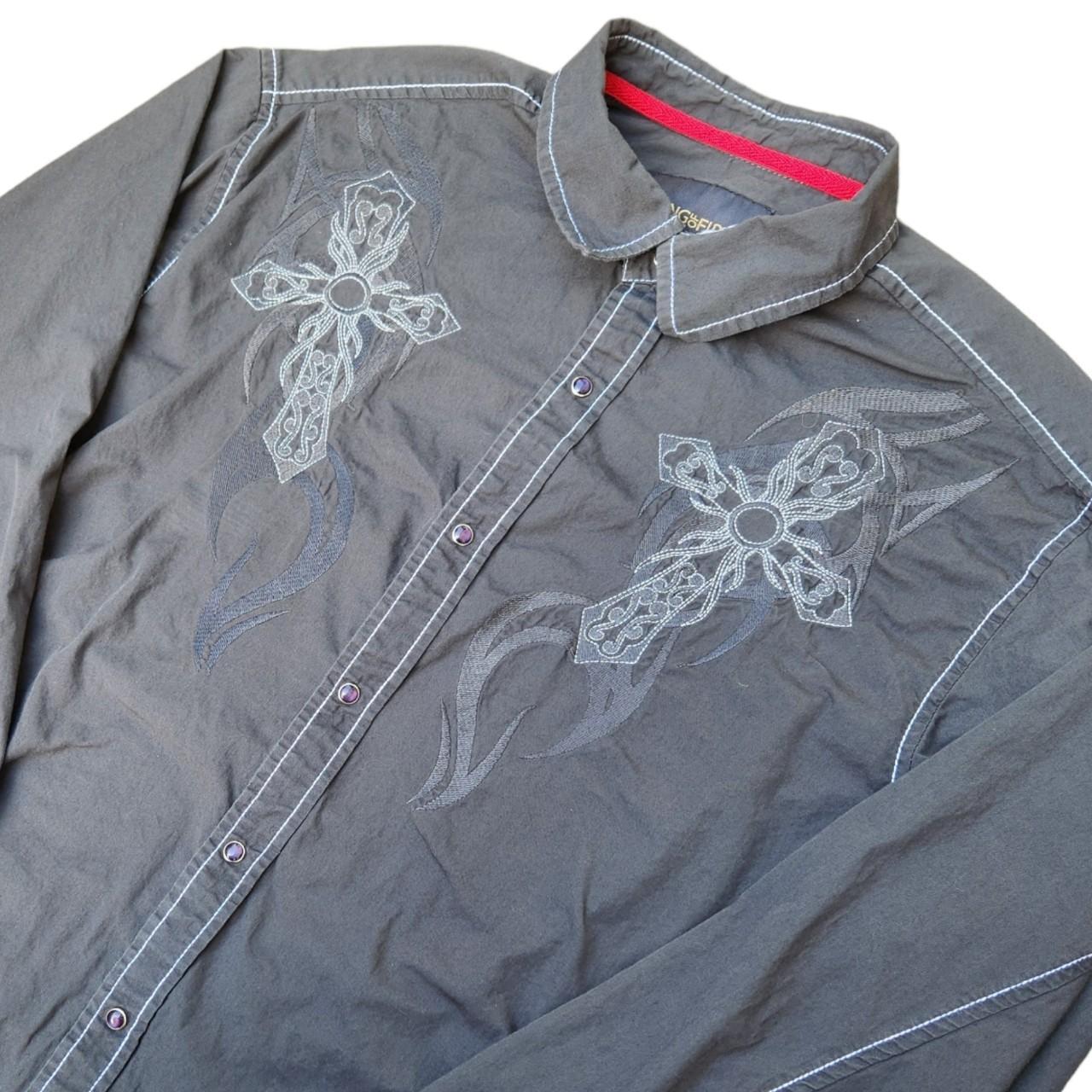 Mall Goth Cyber Y2K Button Down Shirt ♡ Zak Bagans... - Depop