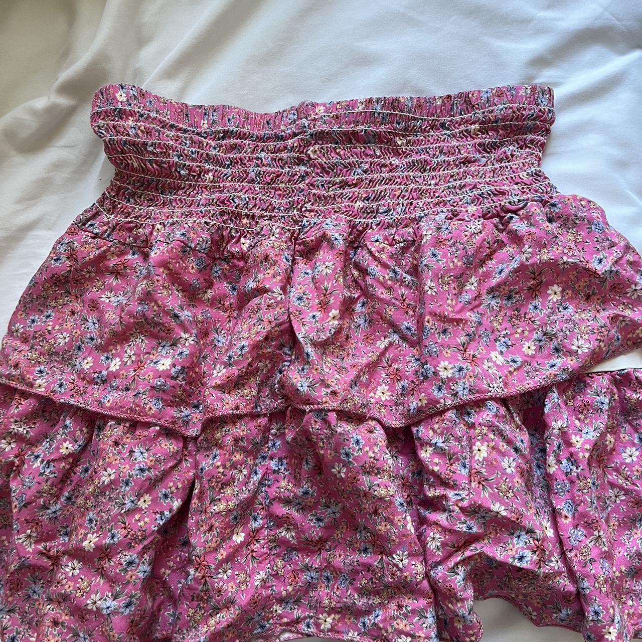 pink floral ruffle skirt 🎀💗💐 - cute and preppy - I... - Depop
