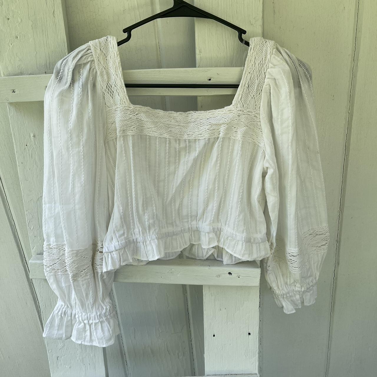 Here’s a cute cottage core shirt Has cute detailing... - Depop