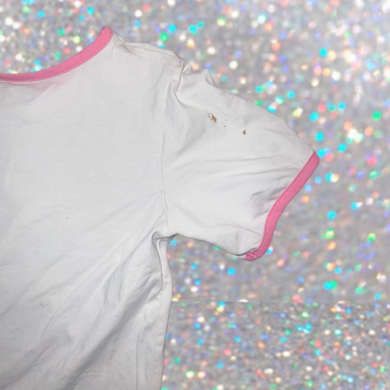 Pink baby moon crop top baby tee size small slight... - Depop