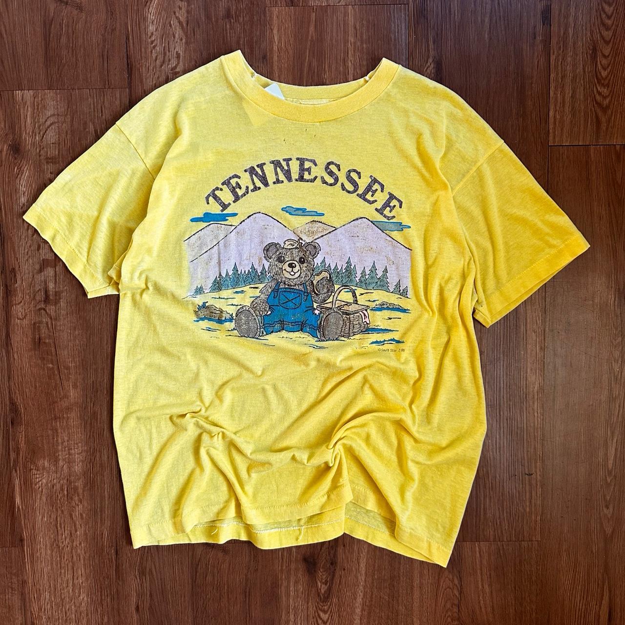 1988 vintage yellow Tennessee shirt Has gold... | Depop
