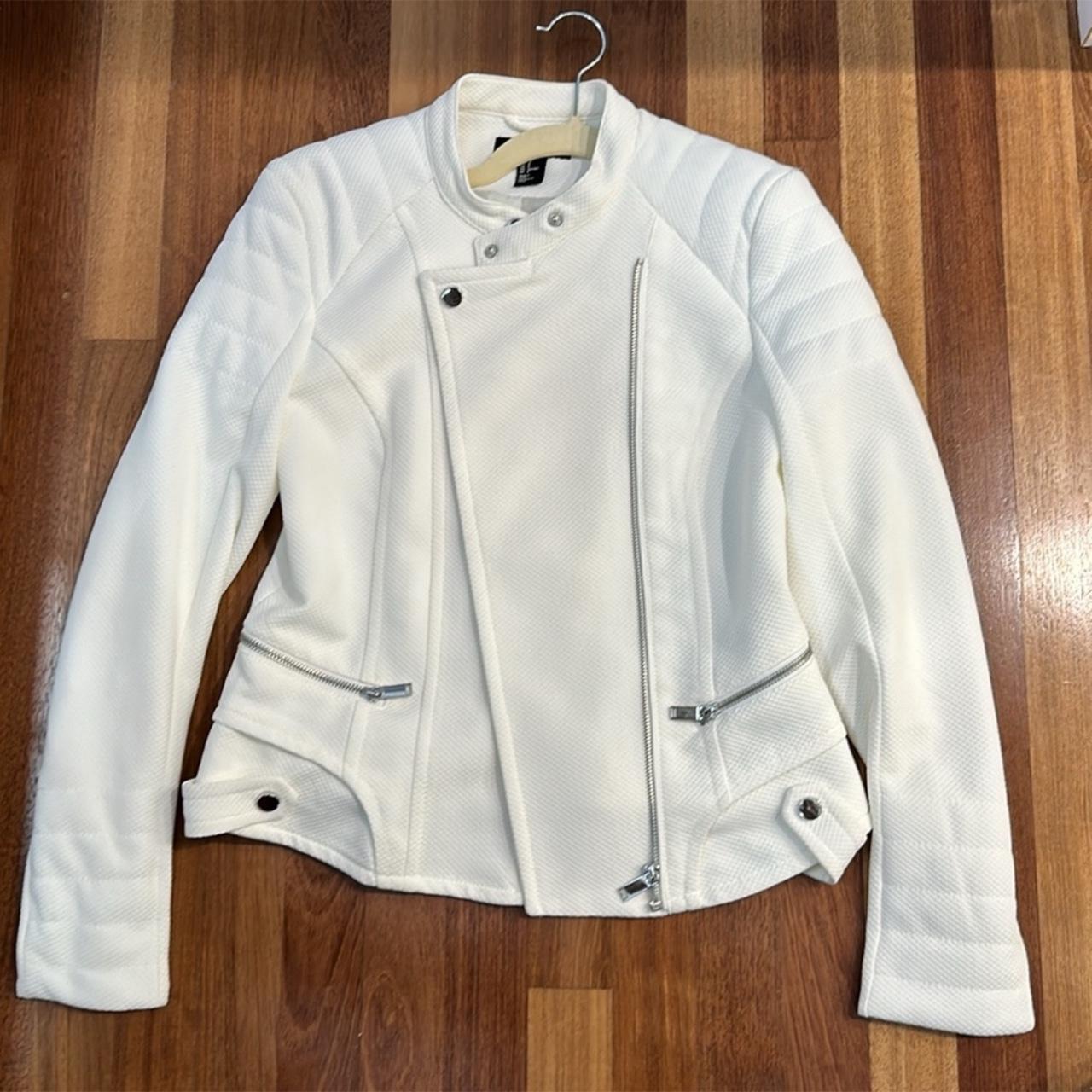 White H&M leather jacket . excellent condition with... | Depop