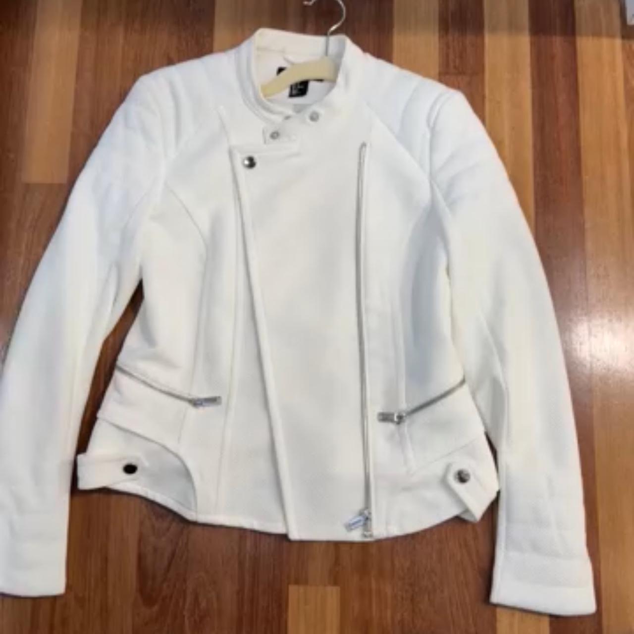 White H&M leather jacket . excellent condition with... | Depop
