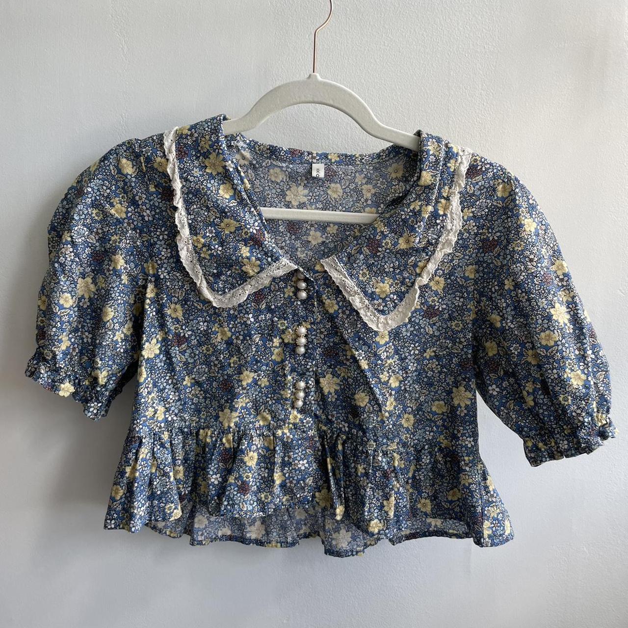 cutest little cottage core blouse. no size tag but... - Depop