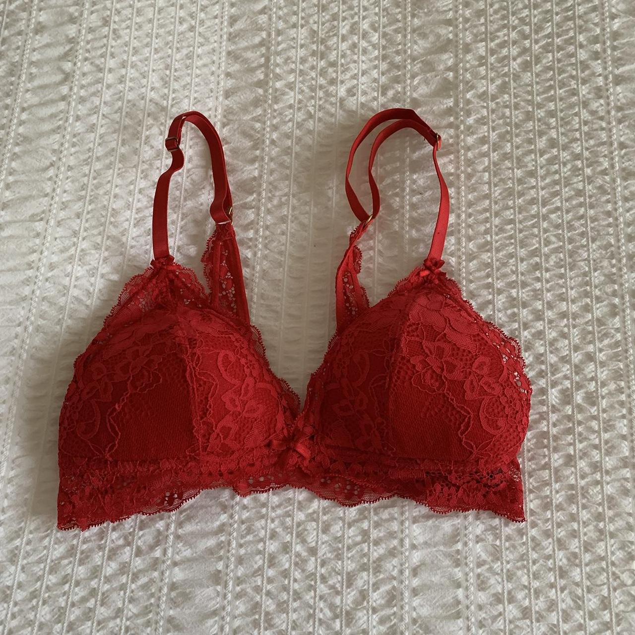 Cherry Red Lace Bralette🍒 in perfect condition as... - Depop
