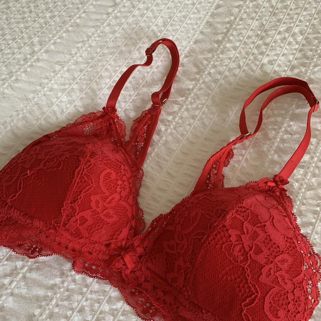 Cherry Red Lace Bralette🍒 in perfect condition as... - Depop