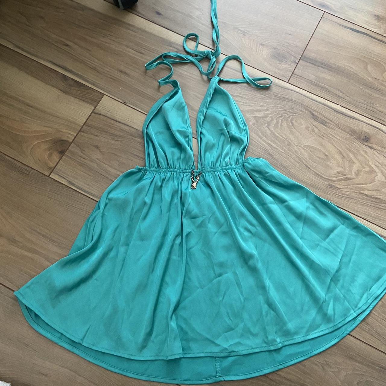 NEW WITH TAGS Playboy teal blue mini dress lingerie... - Depop