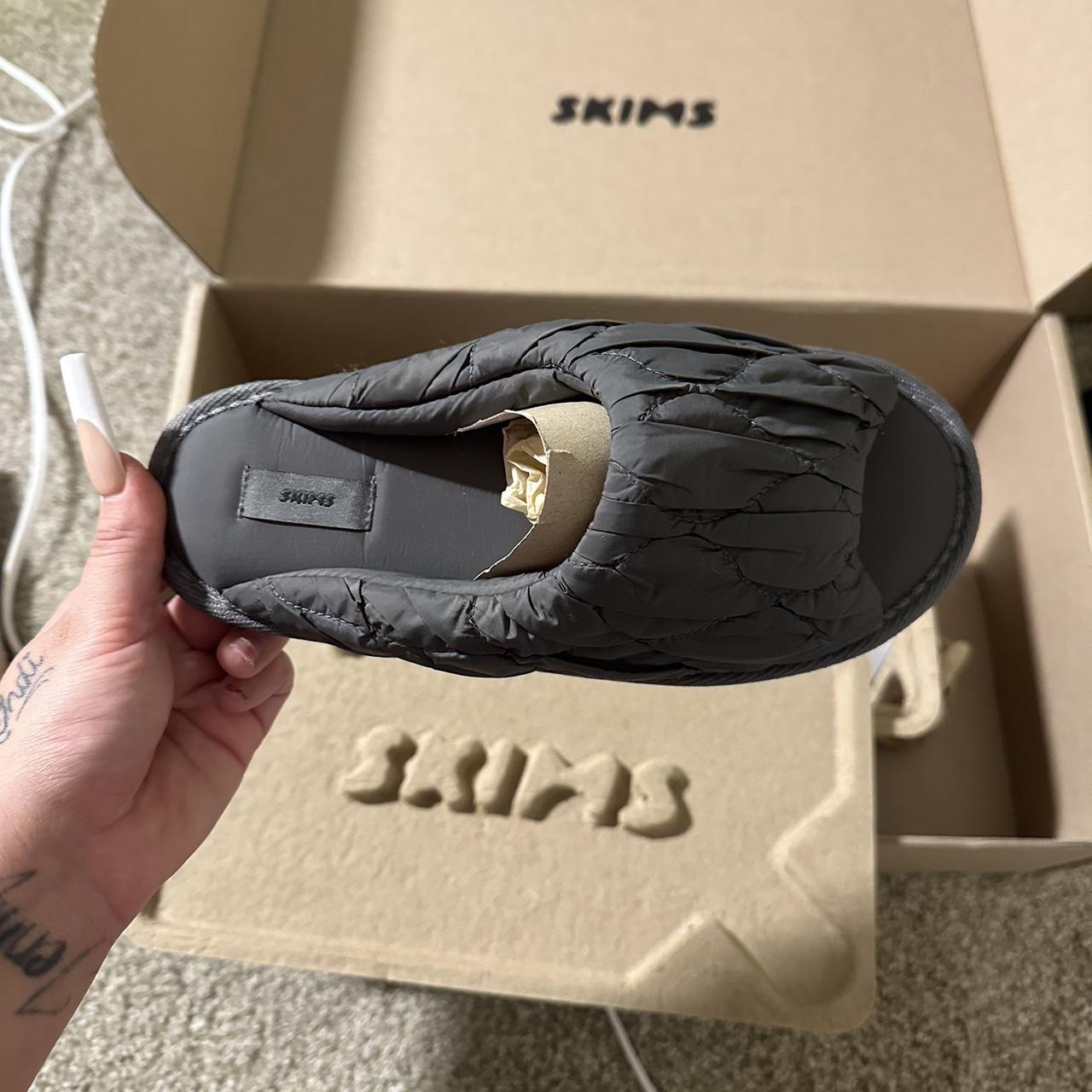 Skims Women's Grey Slides | Depop