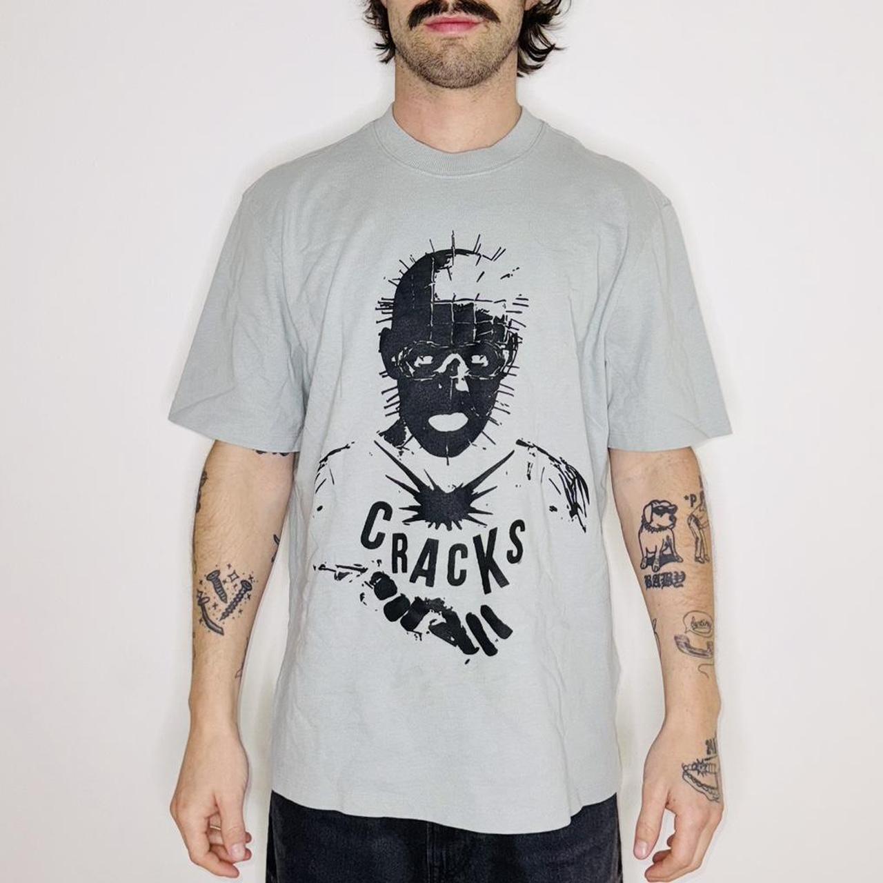 Grey vintage Cracks Pinhead graphic tee, diy hand... | Depop