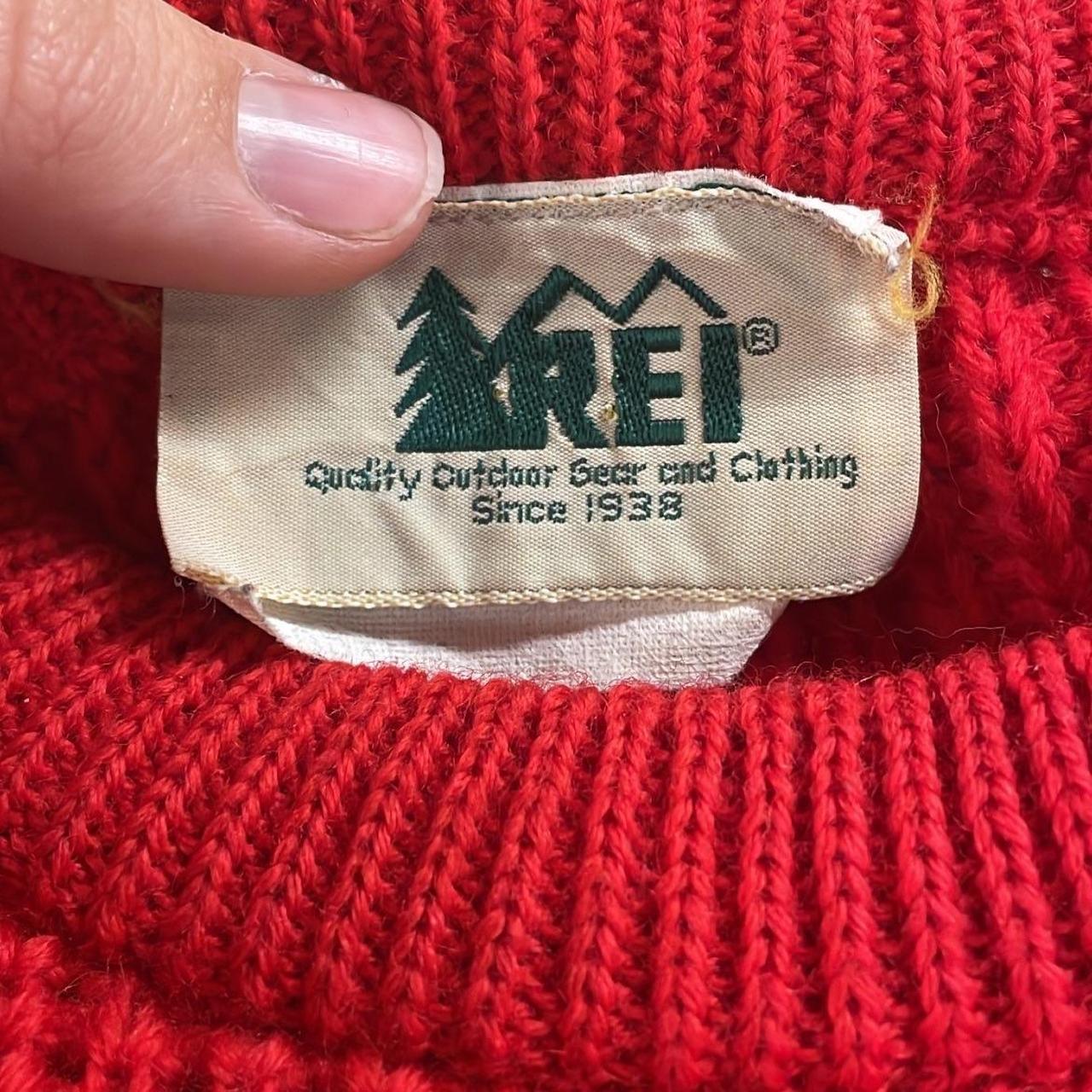Bright red wool REI sweater S/M - Depop