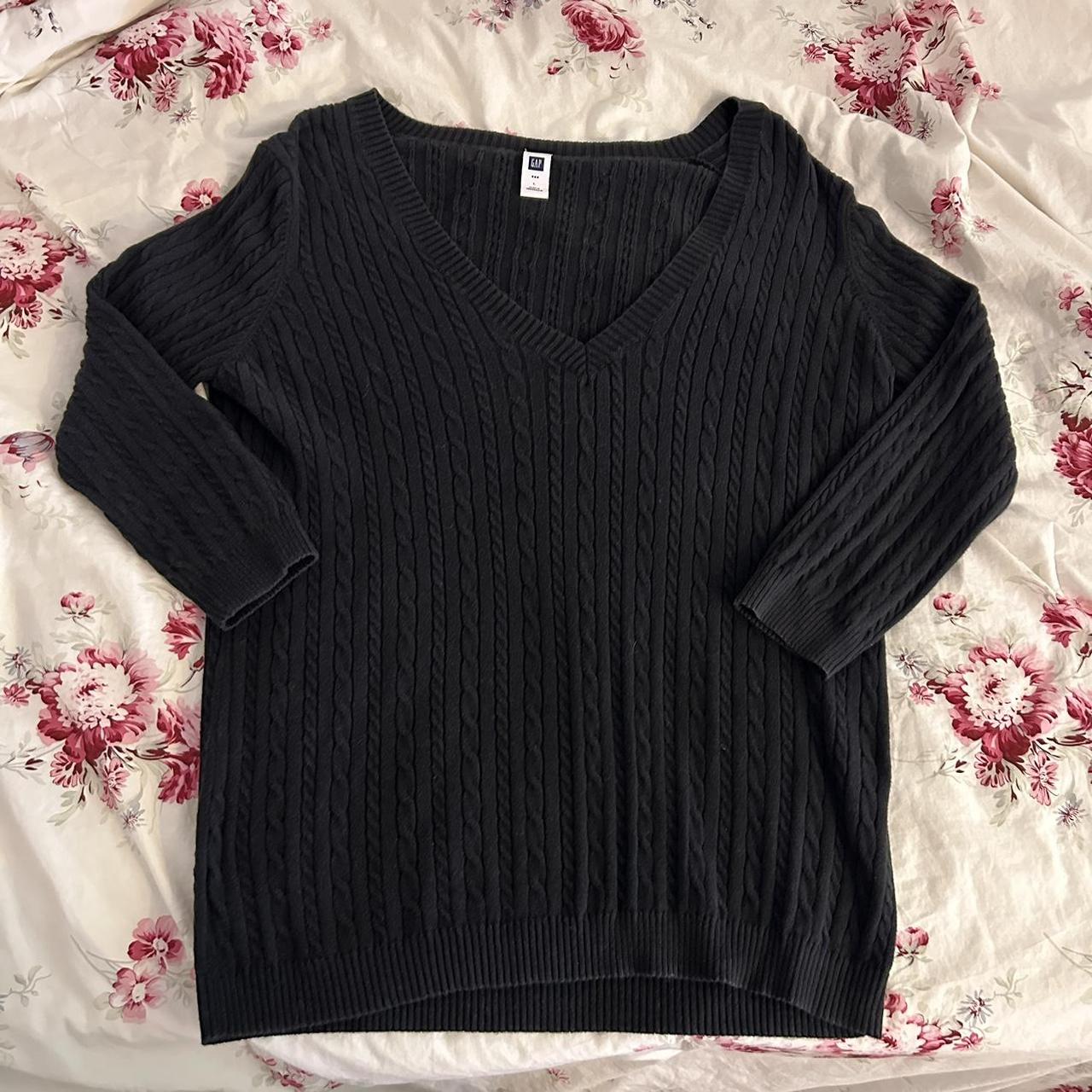 black cable knit sweater perfect for fall! ... - Depop