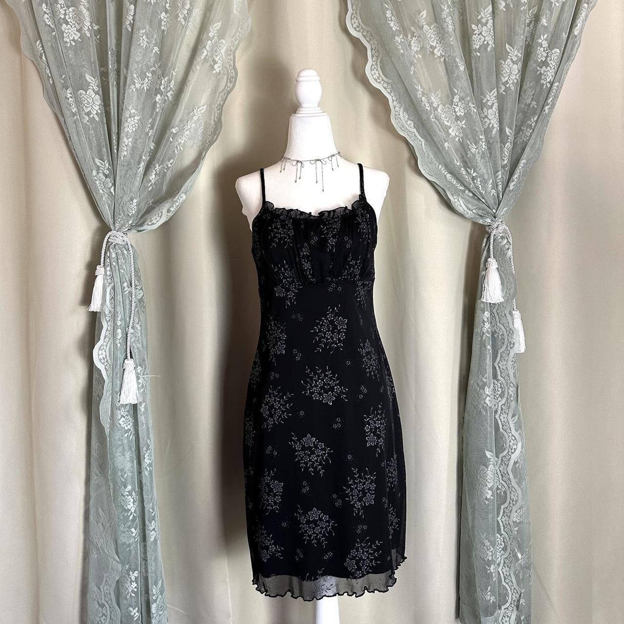 y2k milkmaid midi hoco dress 2000s mesh overlay... | Depop