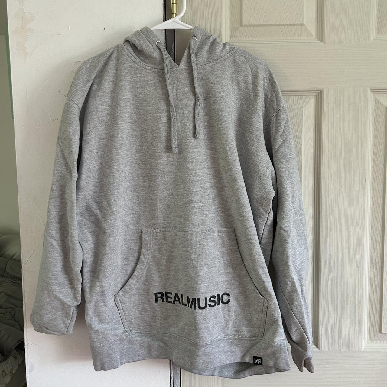 NF NFREALMUSIC Merch Logo Gray Hoodie size L *do... - Depop