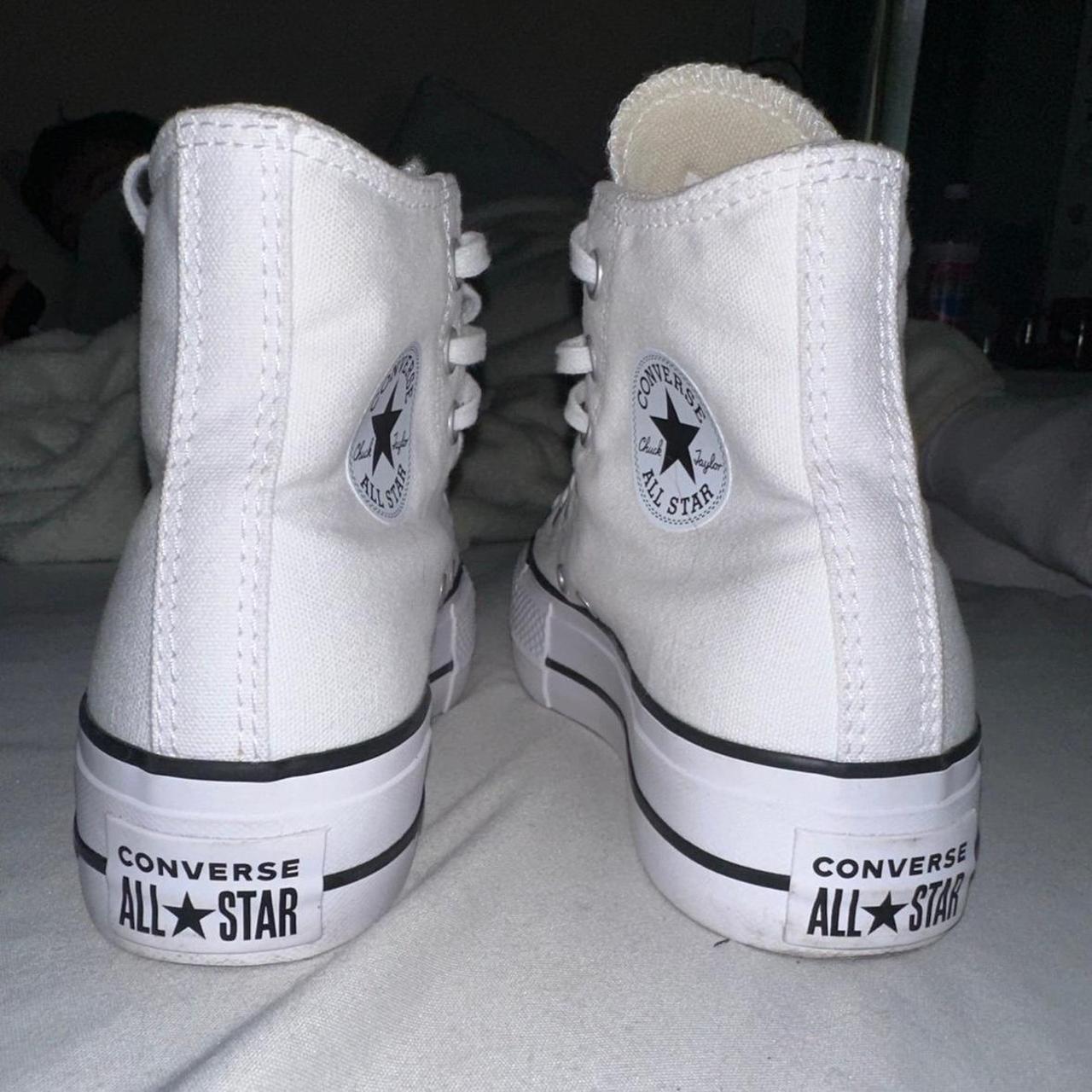 White platform converse Size 5 in women’s Barely... - Depop