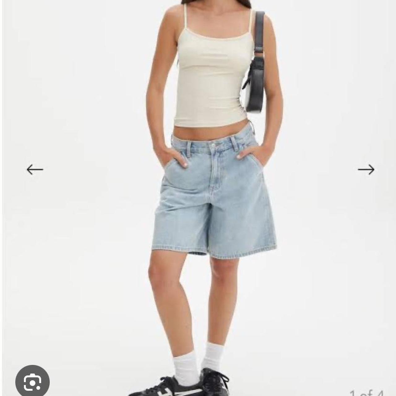 super cute glassons light blue denim jorts never... - Depop