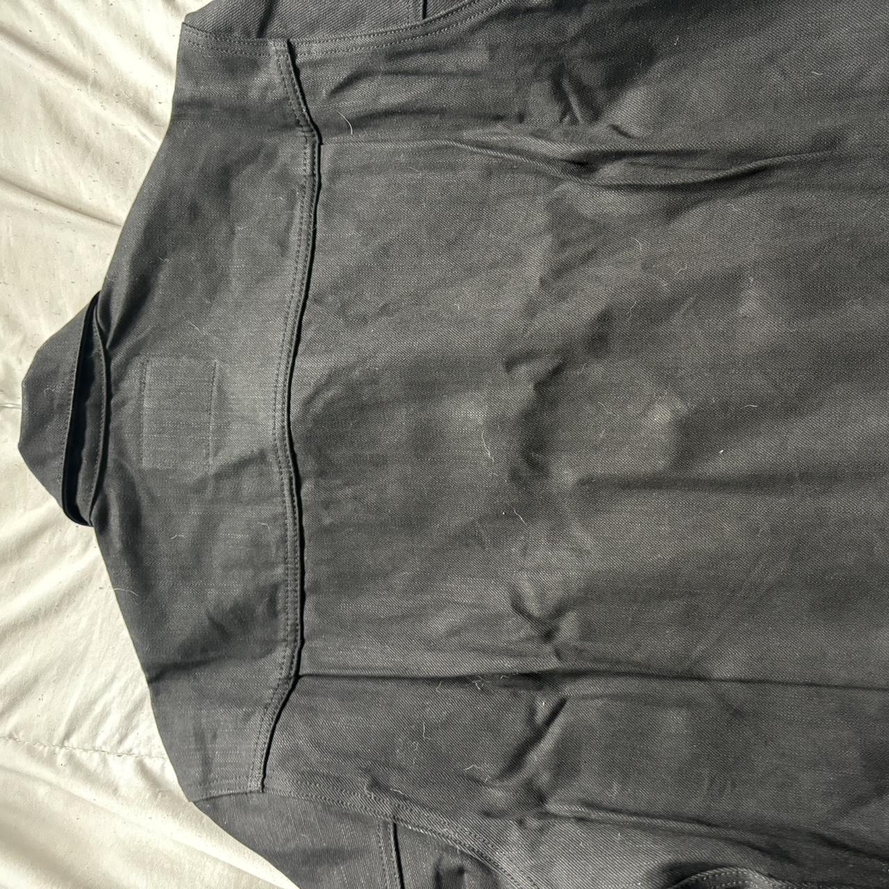 Bleeding indigo Black selvedge denim jacket Size 4 - Depop