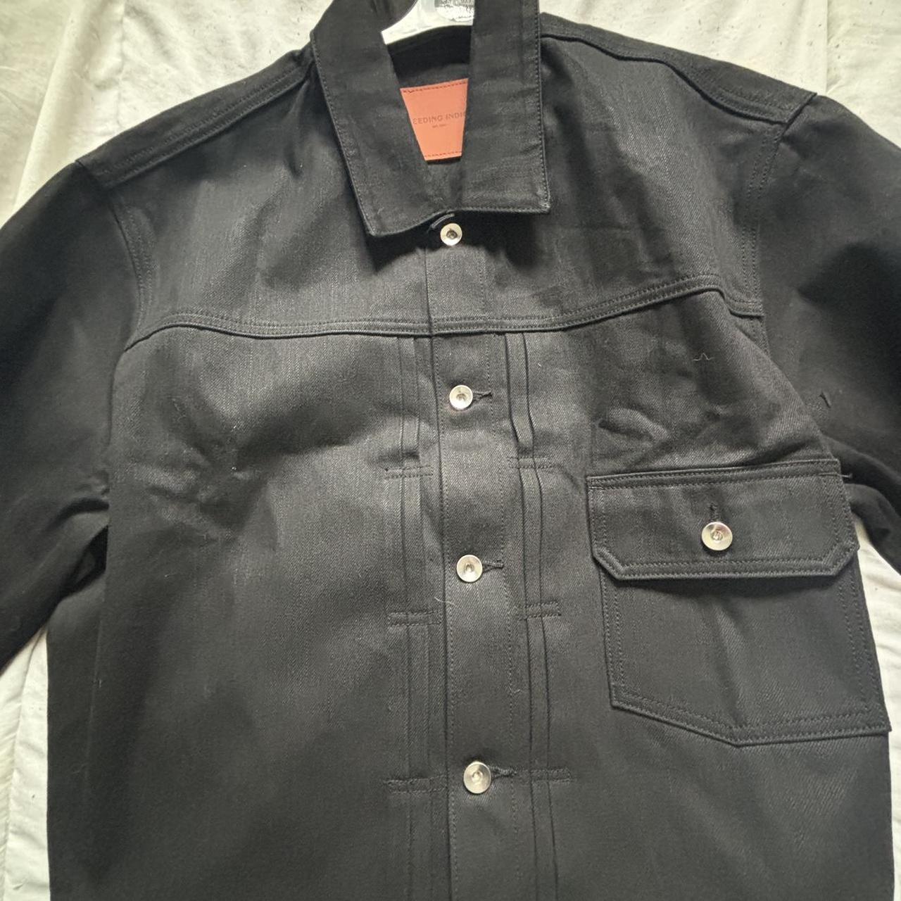 Bleeding indigo Black selvedge denim jacket Size 4 - Depop