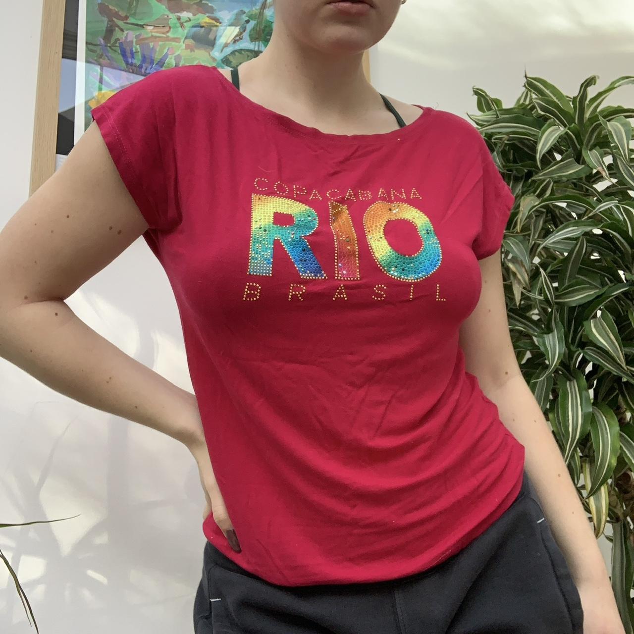 copacabana rio brazil bright pink tshirt 💖🦜🌴 super... - Depop