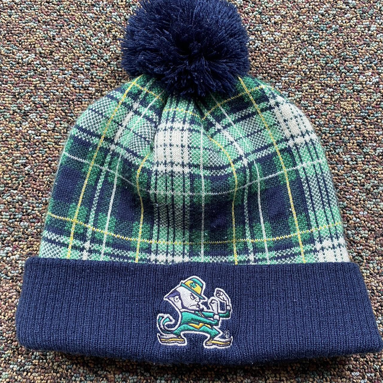 Duke the fighting Irish adidas plaid beanie hat. Pom... - Depop