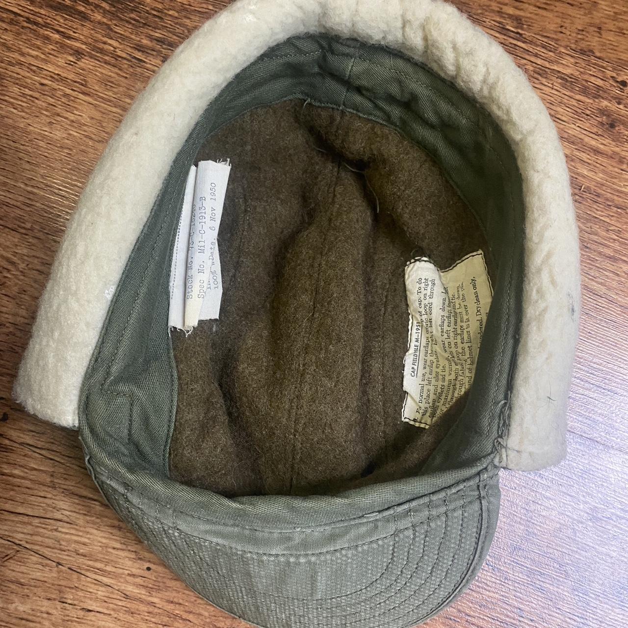 1950s WWII Sherpa lined ear flap cap, vintage... - Depop