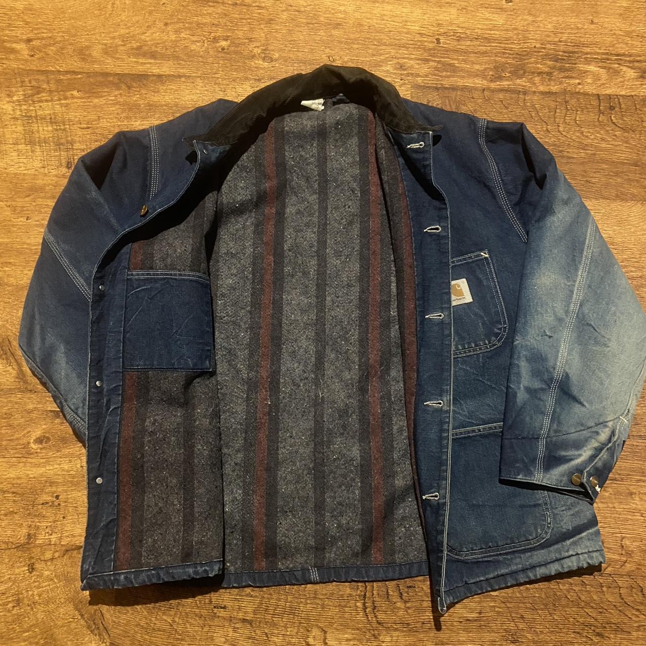 Vintage Carhartt Denim Blanket Lined Chore Jacket,... - Depop