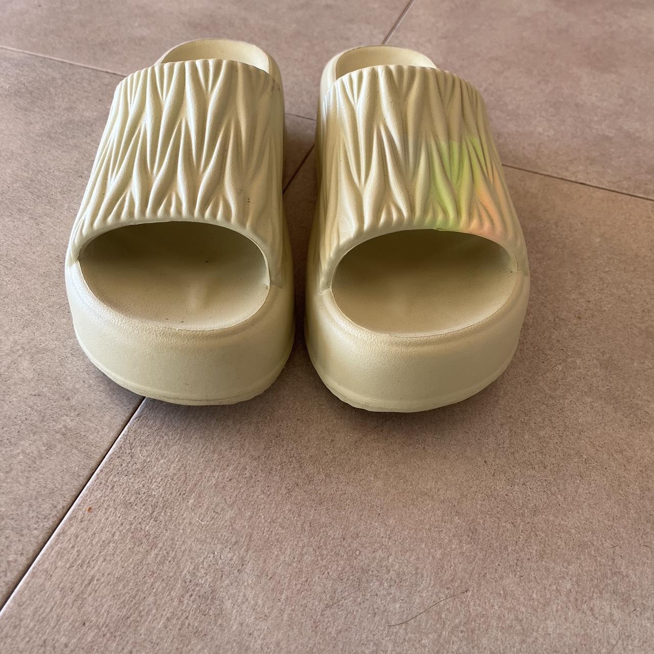 Pastel green platform slides - Depop
