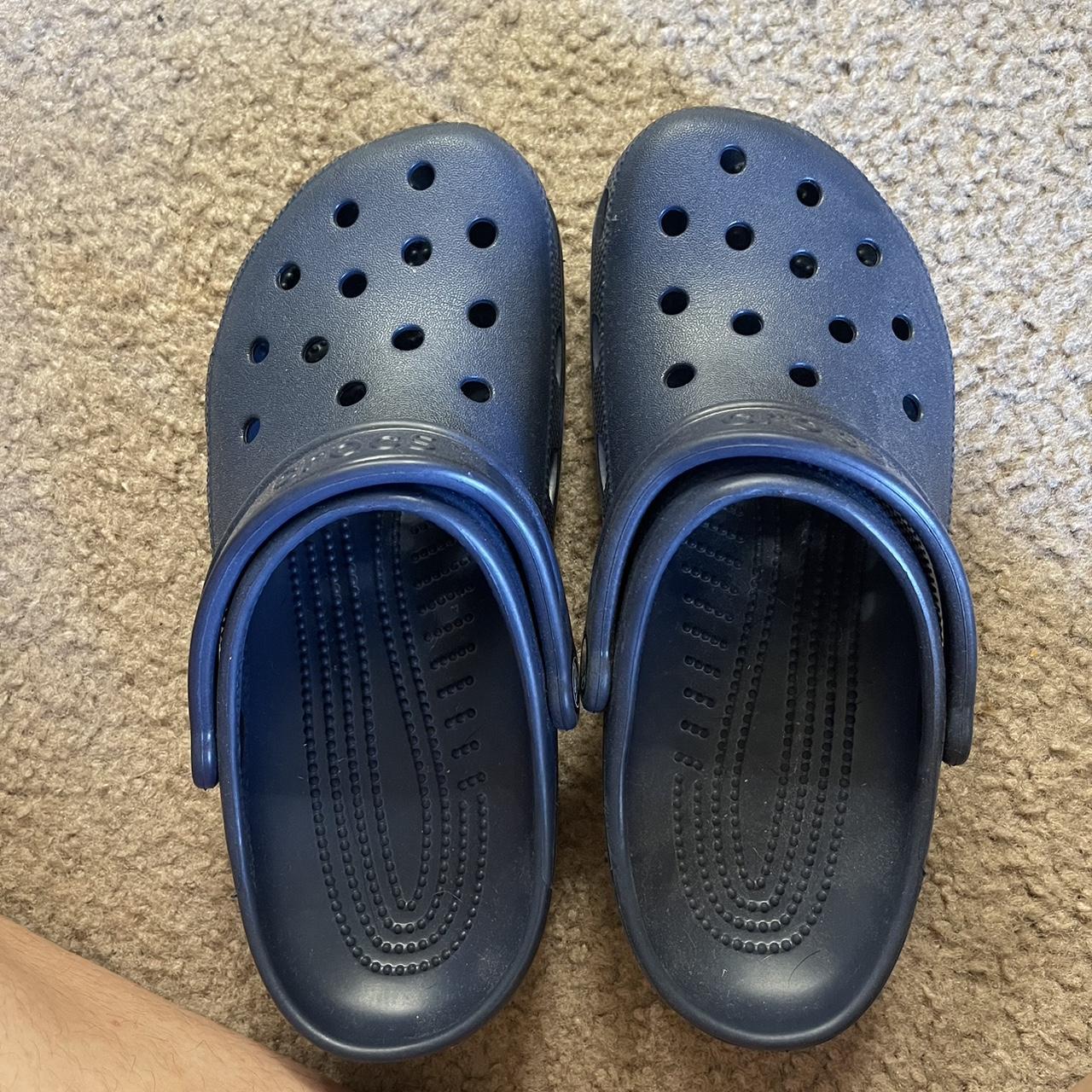 Navy crocs , worn once , womens size 8 DM me for any... - Depop
