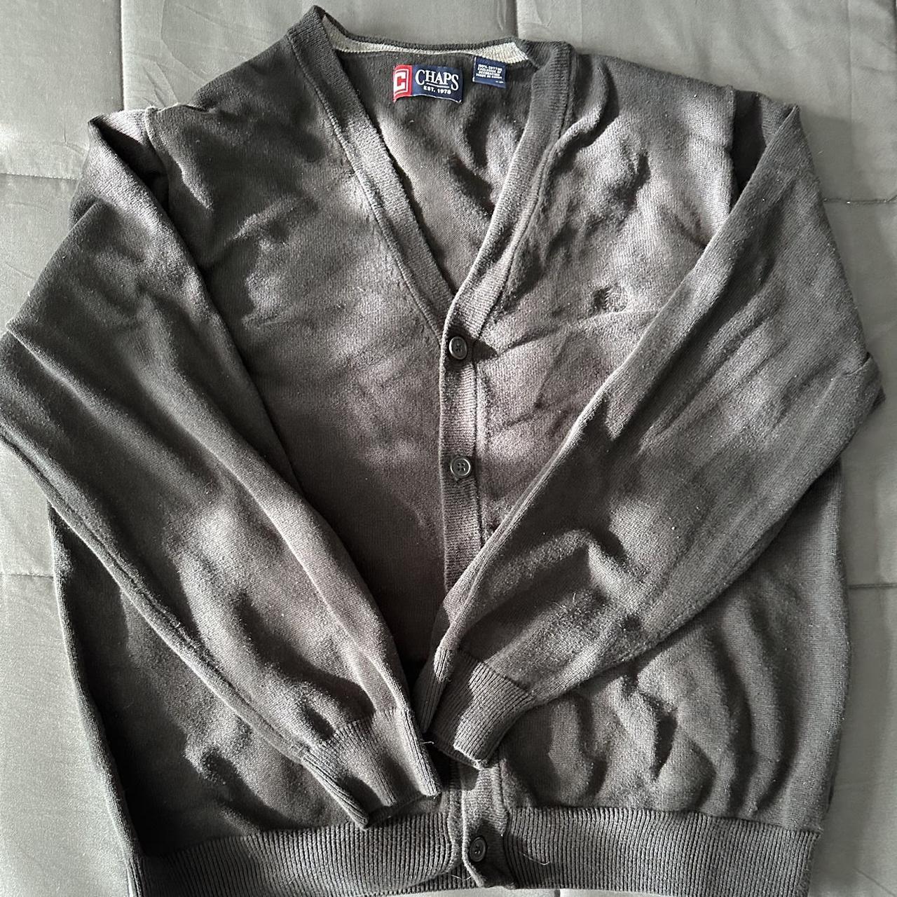 Chaps grey cardigan, size XL (fits more like L). - Depop