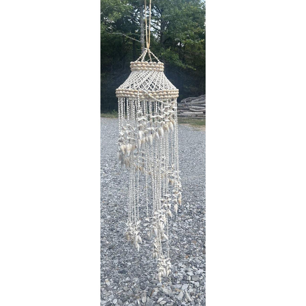 Vintage 60" Boho Macrame Puka Cowrie Seashell... - Depop