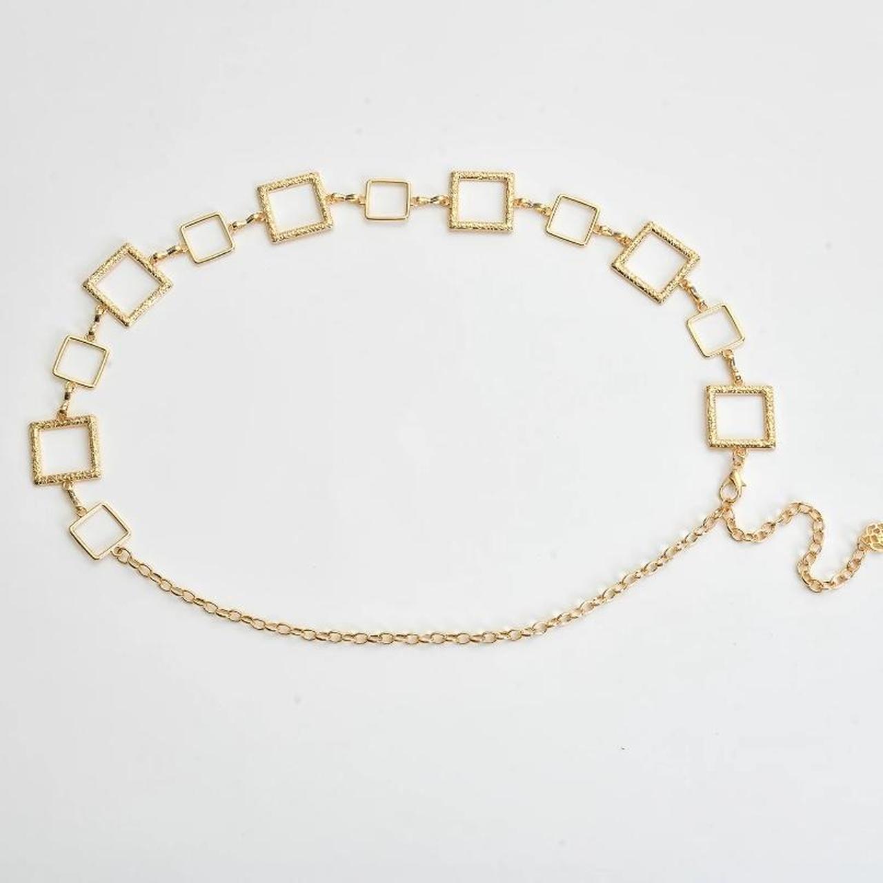 Gold metal belt with square details & chain ♥️♥️♥️ -... - Depop