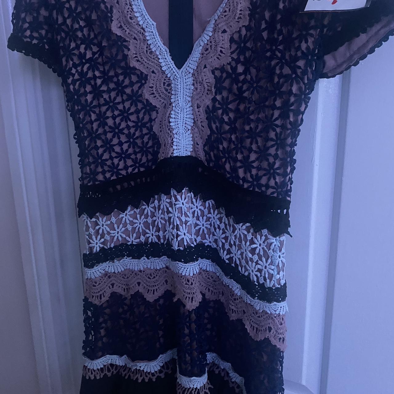 DIFF Multi-Colour Skater Dress with Layered Frills... - Depop