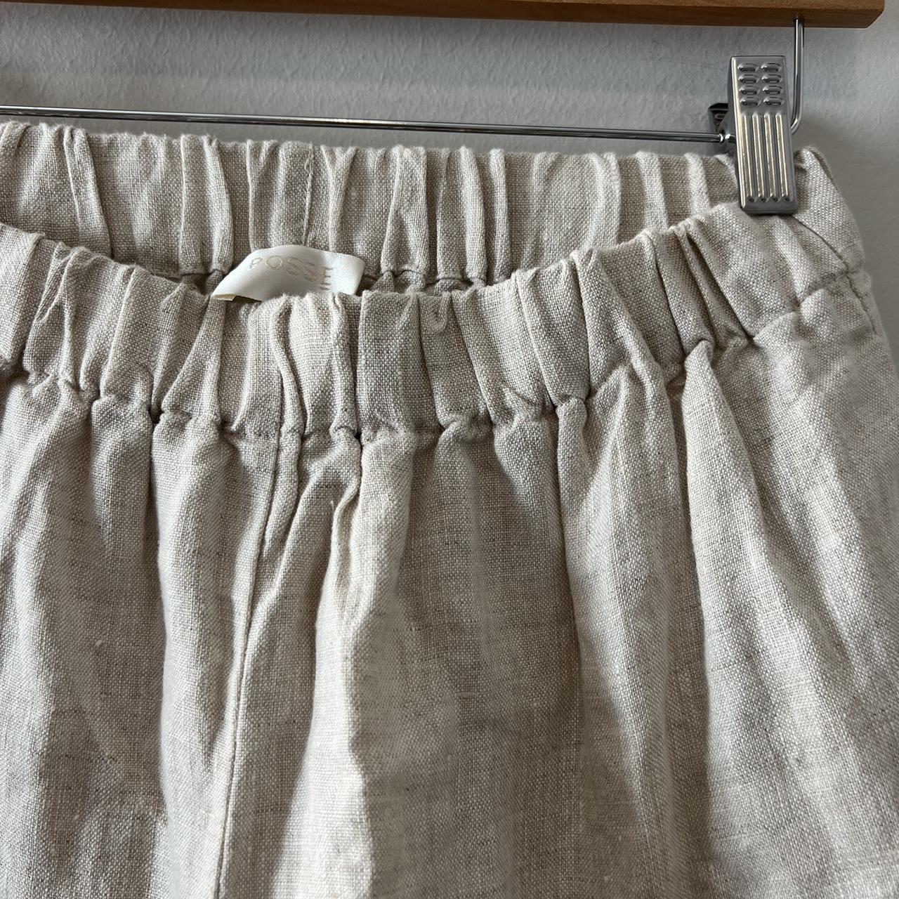 Posse Oatmeal Linen Shorts (Stain on Back - needs to... - Depop