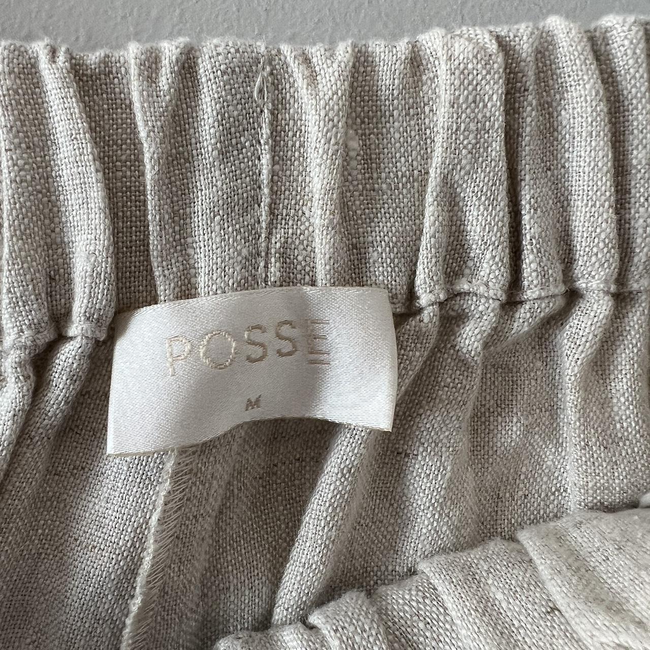Posse Oatmeal Linen Shorts (Stain on Back - needs to... - Depop
