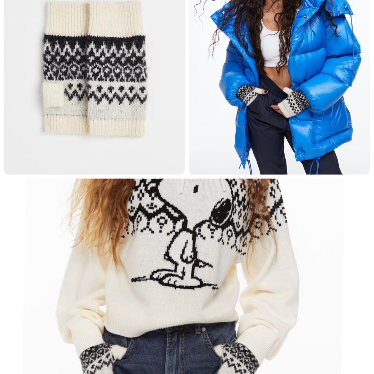 H&M Jacquard knit fingerless mittens One size #hm... - Depop